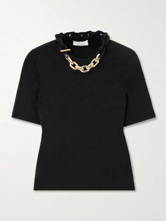 Paco Rabanne Verkürztes T-shirt Aus Baumwolle Mit Kette - Schwarz