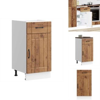 vidaXL K&uuml;chen-Unterschrank Lucca Altholz-Optik Holzwerkstoff - K&uuml;chenunterschrank - K&uuml;chenunterschr&auml;nke - Sp&uuml;lenunterschrank - Unterschrank F&uuml;r K&uuml;che