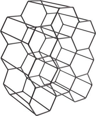 The Home Deco Factory KA3041- Casier Bouteilles Filaire Noir, Rangement 9 Bouteilles, Nid dabeille Metal