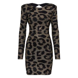 Philipp Plein Femme, Robes, Brun, Taille: 42 FR Short Dress Leopard