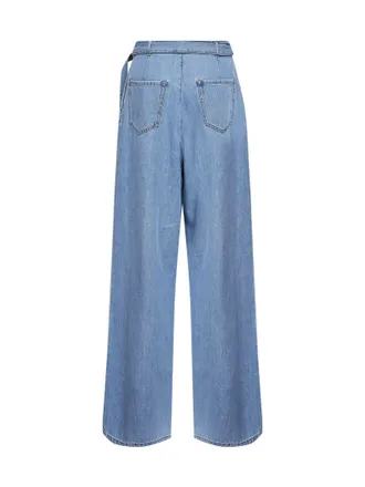 Dries Van Noten Mens Jeans Wide-Leg Light Blue Cotton
