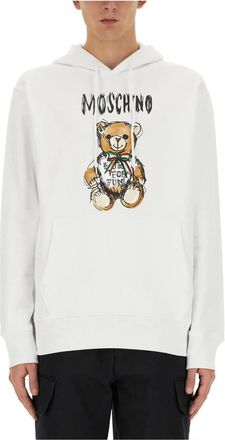 Moschino Homme, Sweatshirts et sweats &agrave; capuche, Blanc, Taille: L Felpa Archive Teddy Bear