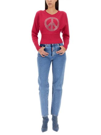 Moschino Peace Symbol Virgin Wool Sweater - Pink