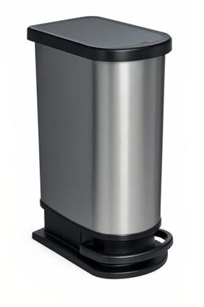 Rotho Paso Poubelle 50 l avec Pédale et Couvercle à Charnière, Plastique (PP) sans BPA, Carbone Métallique, 50 l (44,0 X 29,0 X 67,0 cm)