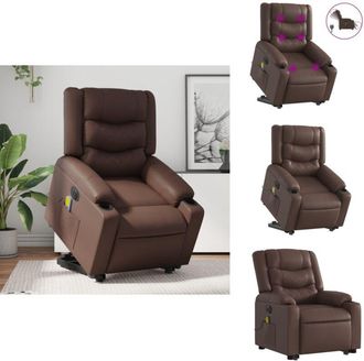 vidaXL Massagesessel mit Aufstehhilfe Elektrisch Braun Kunstleder - Elektrischer Massagesessel - Relaxsessel - Fernsehsessel - Lift Chair - Ergonomisch