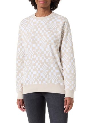 Vans Damen Decco Checker Crew Fleece-B Sweatshirt, Beige, S