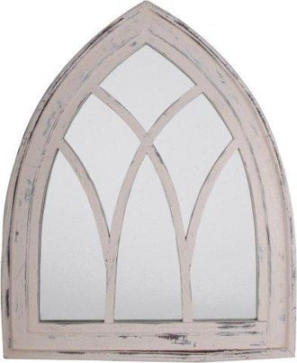 Esschert Design Wandspiegel, Garderobenspiegel im Gothic Stil in wasch-weiß, ca. 66 cm x 80 cm