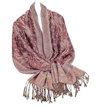 GFM &Eacute;charpe douce style pashmina avec motifs cachemire et floraux (Pash-023), vieux rose, L