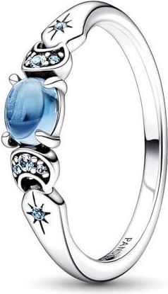 Pandora Pandora Bague Disney Aladdin Jasmine en argent sterling avec cristal bleu glacé et cristal bleu clair de lune, taille 60