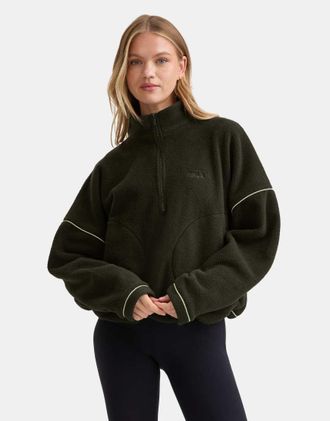 Tala Polaire avec fermeture &eacute;clair 1/4 - Mousse fonc&eacute;-Vert