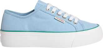 Calvin Klein Damen Vulcanized Sneaker Logo Tag mit Plateau, Mehrfarbig (Cool Blue/Wild Green), 36