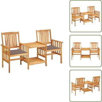 vidaXL Gartenst&uuml;hle mit Teetisch und Kissen Akazie Massivholz - Gartensitzgruppe - Holz-Bistro-Set - Gartenm&ouml;bel Set - Outdoor Sitzecke - Esszimmerset