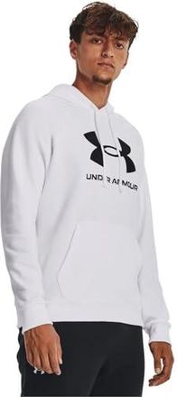 Under Armour Mens Rival Fleece Logo Hoodie, (100) White / / Black, Small