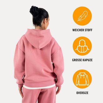 Smilodox Hoodie Thalea Kapuzenpullover Damen Oversize Fit mit K&auml;ngurutasche Relaxed Fit, Weiches Sweat Material, Logo-Stitching, Gym & Freizeit