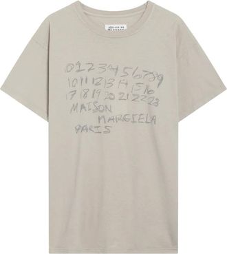 Maison Margiela Femme, Tops, Beige, Taille: 36 FR T-shirt Num&eacute;rique en Coton