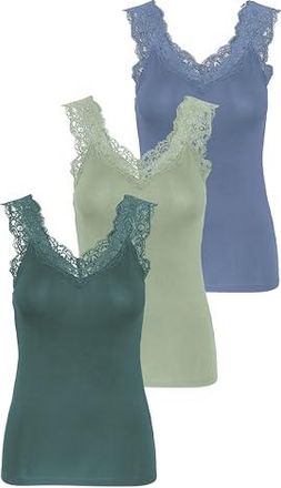 Pieces Pcbarbera Lace Noos BC Top pour Femme, 1 Sauge du désert, 1 baume Vert, 1 Bleu Chinoise, M
