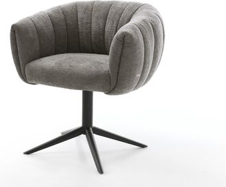 DELIFE Drehstuhl Jada-Flex Boucl&eacute; Soft Schlamm Fu&szlig;kreuz Schwarz 360&deg; drehbar Wippfunktion Taschenfederkern, Esszimmerst&uuml;hle