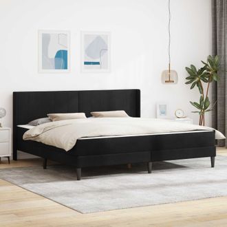 vidaXL Vidaxl Struttura Letto Con Materasso Nero 180 X 200 Cm Velluto