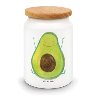 Mr. & Mrs. Panda Frischhaltedose Avocado Glücklich - Geschenk, Kaffeedose, Frucht, keksdosen, Vorratsdosen, Chaos, Dose, Aufbewahrungsdosen, Freude, Keksdose