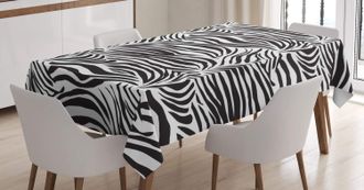 Abakuhaus Schwarz-Weiss Tischdecke, Wilde Zebra-Linien, Schmutzabweisent mit Modernster Druck Technologie Waschbar Klare Farben, 140 x 170 cm, Weiß Schwarz