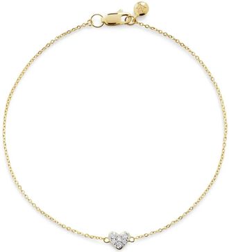 Monica Vinader Mini Heart Armband mit Diamanten - Gelb