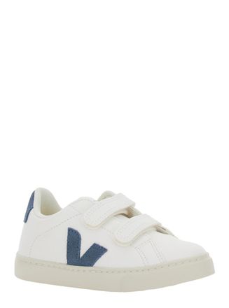 Veja Boys White Sneaker With Hook-And-Loop Closure Leather Trainers