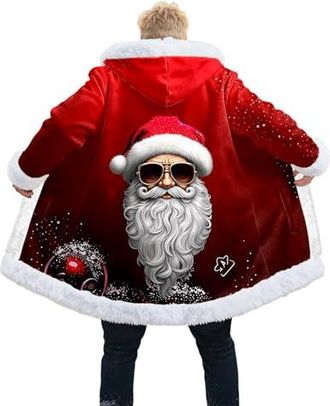 Generic Manteau de No&euml;l pour homme, pull de No&euml;l, manteau, tenue de No&euml;l, veste en tricot avec capuche, imprim&eacute; de No&euml;l, cape de No&euml;l, veste en tricot, pull d