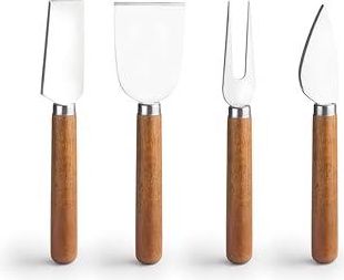 Ibili Set mit 4 Käseutensilien, Akazienholz und Edelstahl, 17 cm