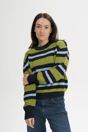 Mela Damen vegan Strickpullover Adah Stripes Seaweed