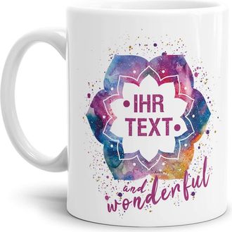 Tassendruck Geburtstags-Tasse -Ihr Jahr- and Wonderful Geburtstags-Geschenk zum Geburtstag als Geschenkidee für die Frau/Individuell/Personalisiert/Abstrakt/Bunt/