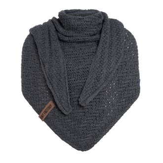 Knit Factory Dreiecksschal Sally - Damen Strickschal mit Wolle - Grob gestrickten Schal - Hochwertige Qualität - XXL Schal - 220x85 cm - Anthrazit