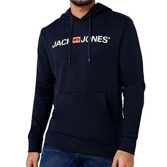 Jack & Jones Jjecorp Logo Sweat Hood Noos, Sweat-Shirt &Agrave; Capuche Homme, Bleu (Navy Blazer Detail: Reg Fit), X-Small