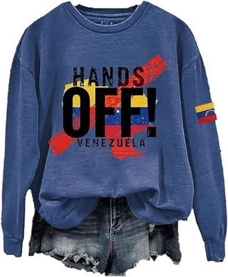Generic Sweat-shirt imprim&eacute; mains off Venezuela pour femme T-shirt patriotique US Hands Off Venezuela, bleu, 3XL