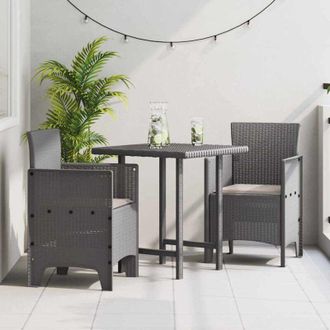 vidaXL Gartenstuhl Set mit 2 Hellgrau Poly-Rattan und Stahl Standard - Vidaxl