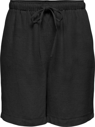 Only Damen Onlsiesta Mw Pull-Up Linen Bl Shorts Os, Black, XS
