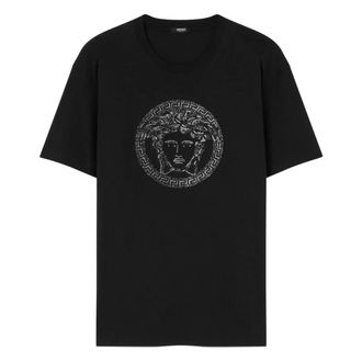 Versace Femme, Tops, Noir, Taille: 36 FR T-shirt Graphique Medusa