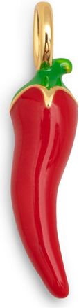 Singularu Chili Pepper Charm. Messing mit 18 Kt Vergoldeter Beschichtung und Emaille. Schmuck für Damen