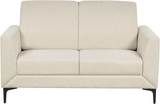 Beliani Beliani - 2-Sitzer Sofa Beige Stoffbezug mit Schwarzen Hohen Metallbeinen Hohe R&uuml;ckenlehne Armlehnen Dicke Sitzkissen Retro Wohnzimmer Polstersofa