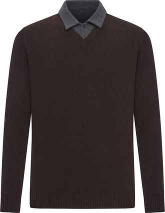 Roberto Collina cotton-piquet contrast-collar polo shirt - Marron