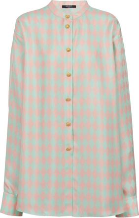 Balmain Femme, Blouses et Chemises, Multicolore, Taille: 36 FR Chemise &agrave; col montant avec imprim&eacute; Diamant