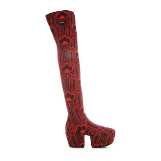 Prada Jaquard-bestickte Stiefel - - Shoes - Damen - Rot - 36 EU