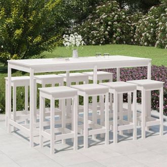 vidaXL 9-tlg. Gartenbar-Set Wei&szlig; Massivholz Kiefer vidaXL