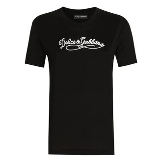 Dolce & Gabbana Embroidered Jersey T-shirt - - Tops - Damen - Schwarzk - XS