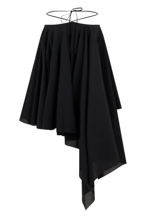 Jacquemus Womens Short Ruffle Dress Black Cotton-Blend
