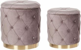 Beliani Pouf mit Stauraum 2er Set PUEBLO Samtstoff Taupe