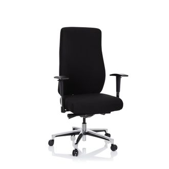 hjh OFFICE 702312 Profi B&uuml;rostuhl FORCOM Stoff Schwarz Drehstuhl gepolstert, breite Sitzfl&auml;che, hohe R&uuml;ckenlehne, bis 130kg belastbar