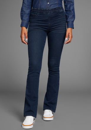 Arizona Jeansjeggings ARIZONA Bootcut mit leichtem Thermo Effekt, Damen, Gr. 34, N-Gr, blau (dk blau used), Denim/Jeans, Obermaterial: 72% Baumwolle, 26% Poly