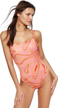 Trendyol Trendyol Damen Badeanzug, Batikmuster, gestrickt Bademode, Sehr bunt, 40