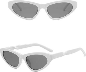 Generic Lunettes de soleil en forme doeil de chat pour homme et femme - Lunettes de soleil Hip Hop pour femmes - Blanc gris 2026
