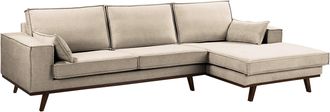 Fredriks home24 Ecksofa Jurga Beige Webstoff Sioma 283 x 81 x 151cm Longchair davorstehend rechts Modern